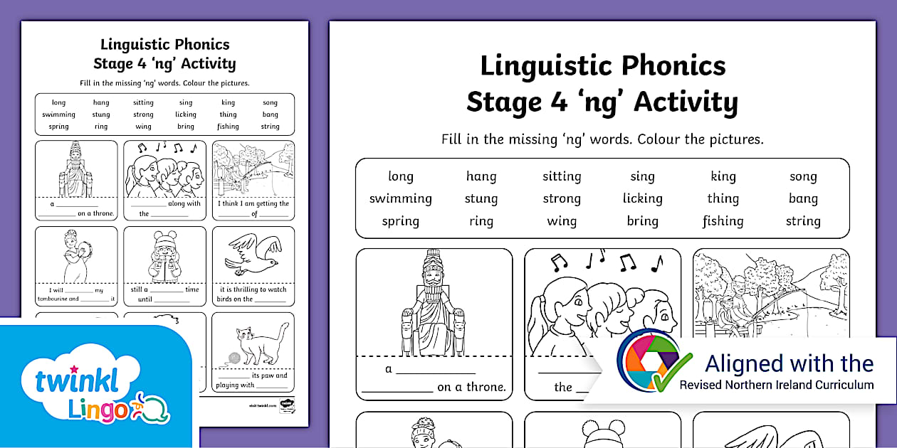 Linguistic Phonics Stage 4 'ng' Activity Sheet - Twinkl