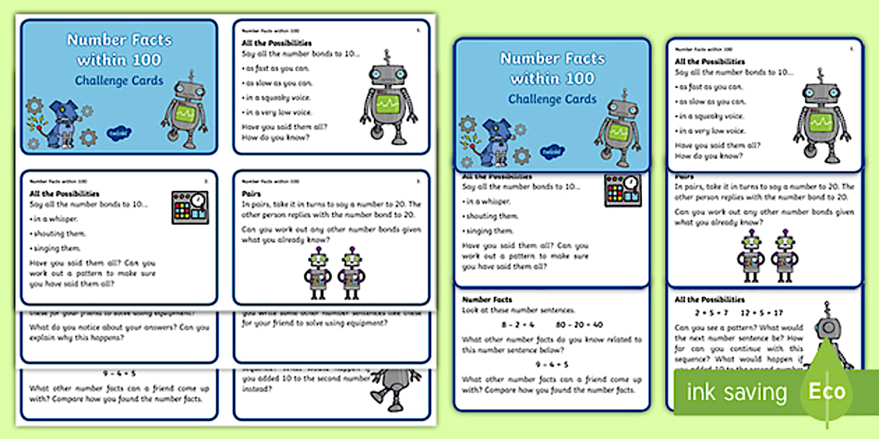 100 Maths Questions and Answers | Challenge Cards | KS1