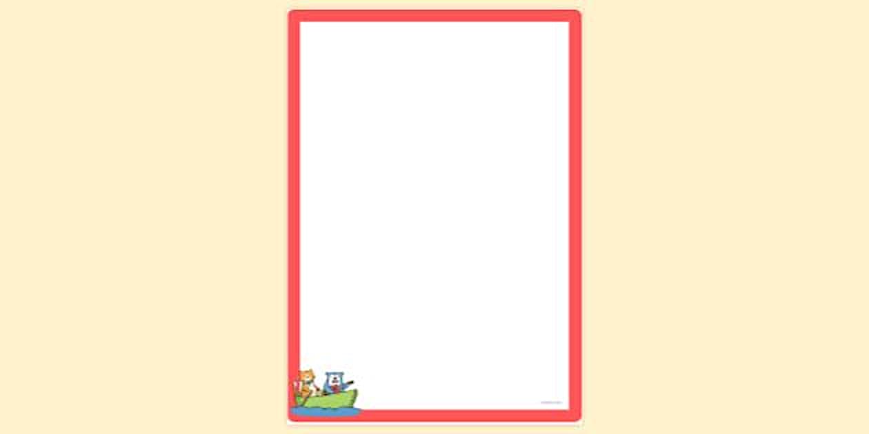 Editable Simple Blank The Owl and The Pussycat in a Boat Page Border