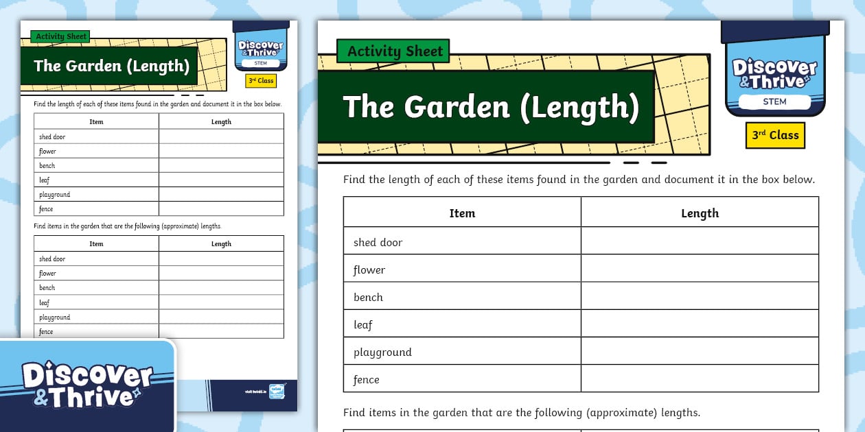 The Garden (Length) Activity Sheet (teacher made) - Twinkl