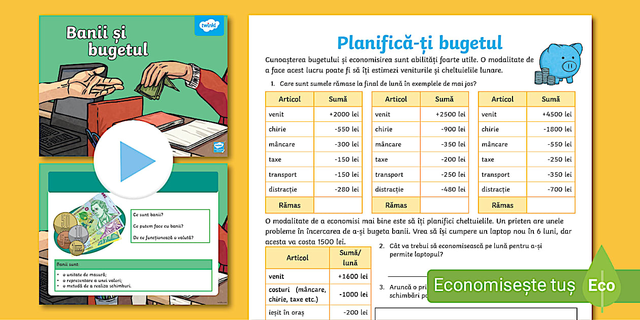 Banii și bugetul – Pachet cu resurse (Teacher-Made)