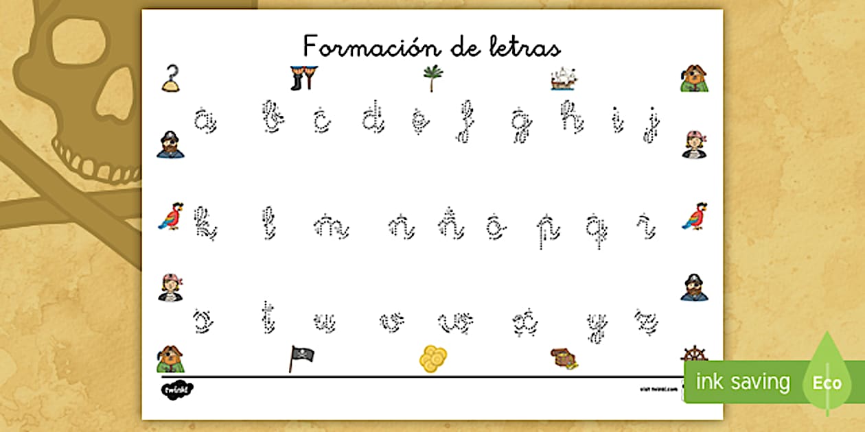 Tapiz de formación de letras: Los piratas - Twinkl