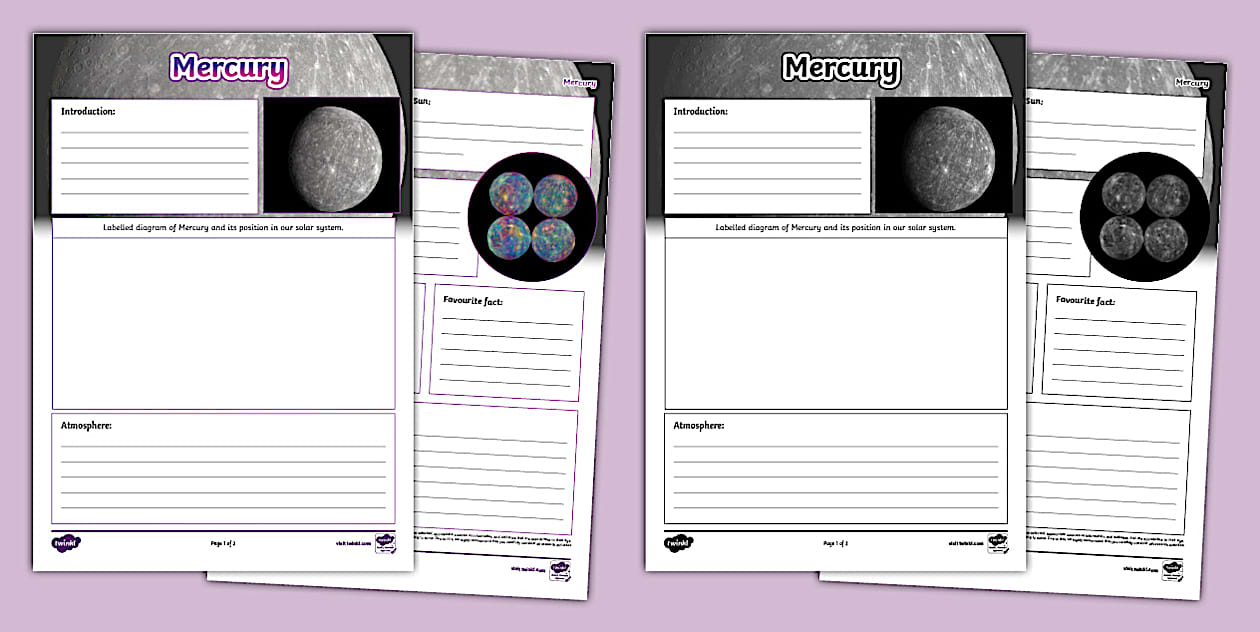 Mercury Non-Chronological Report Template - Twinkl