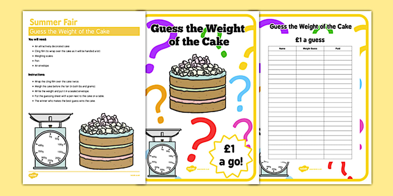 Care Home Summer Fair Guess the Cake Weight - Twinkl
