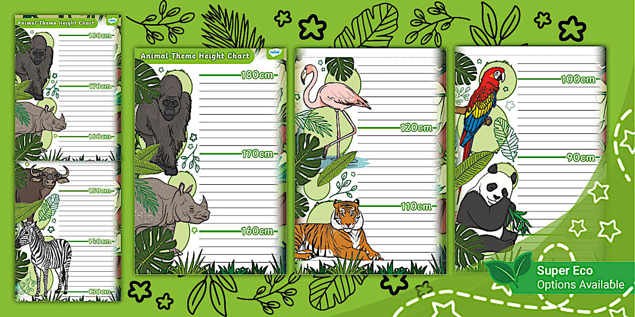 Animal-Themed Height Chart | Health and Wellbeing - Twinkl