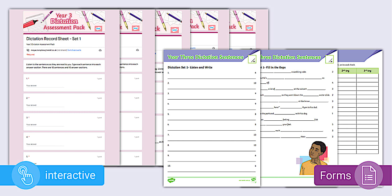 NSW Year Three Dictation Sentences Assessment Pack - Twinkl