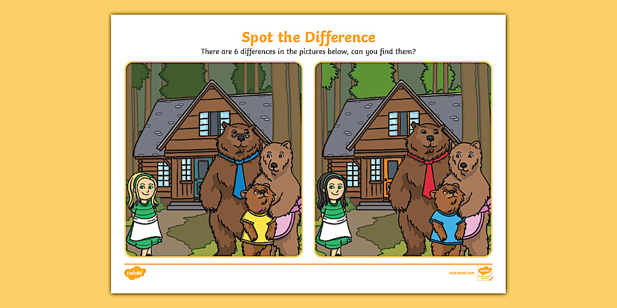Goldilocks and the Three Bears Spot the Difference Activity