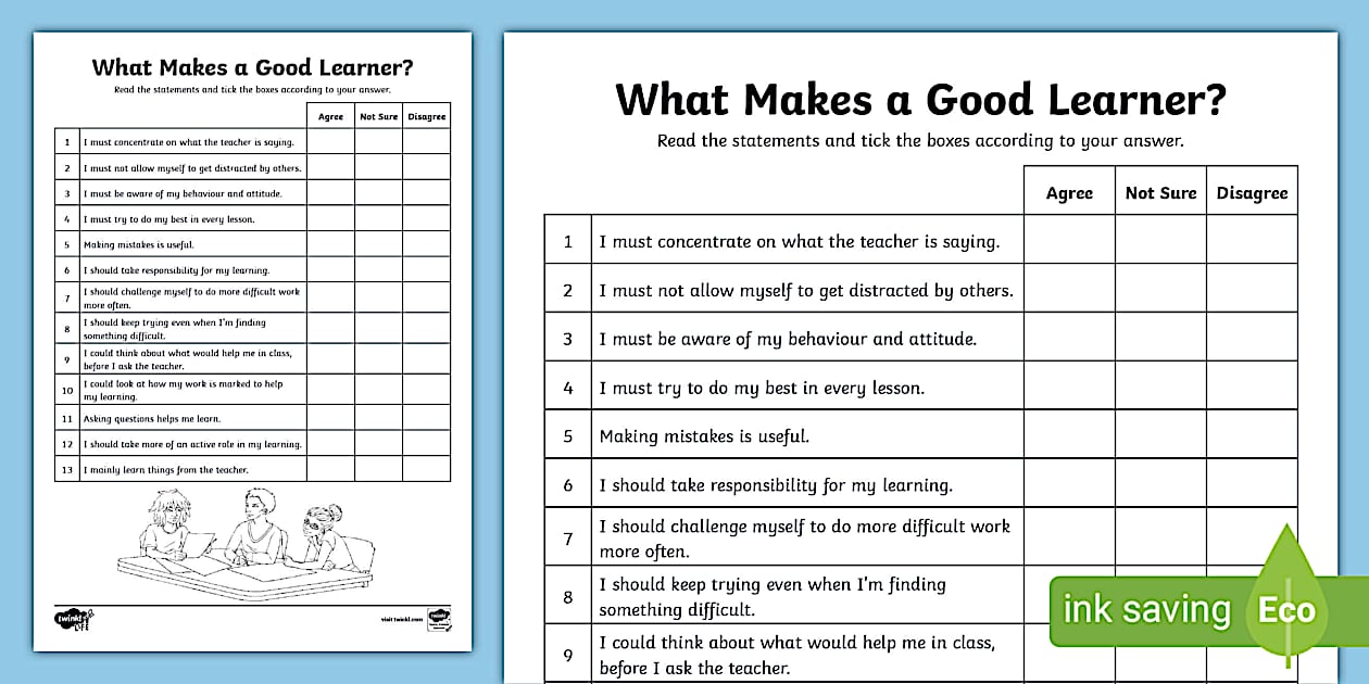 What Makes a Good Learner Survey (teacher made) - Twinkl