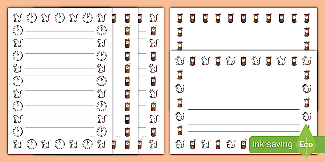 Hickory Dickory Dock Page Borders (teacher made) - Twinkl