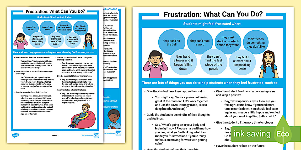 Frustration Worksheet | Teaching Guide | A Twinkl Resource