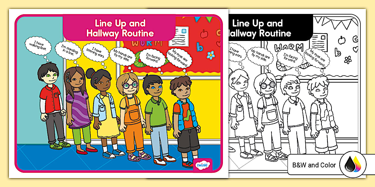 Line Up and Hallway Routine Poster for PK-2nd Grade - Twinkl