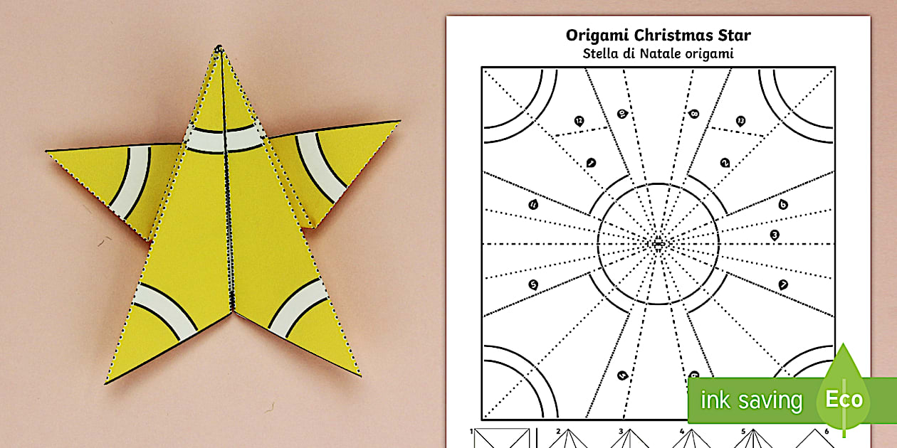 Simple Origami Christmas Star Paper Craft English/Italian