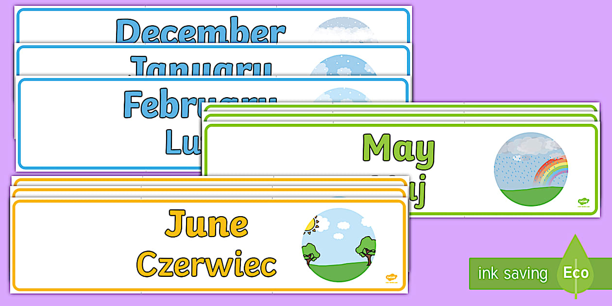 Months of the Year Display Banner Pack English/Polish - Months of the Year