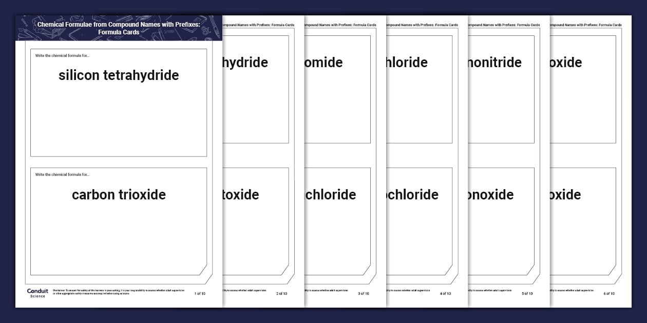 Formulae from Compound Names with Prefixes: Formula Cards