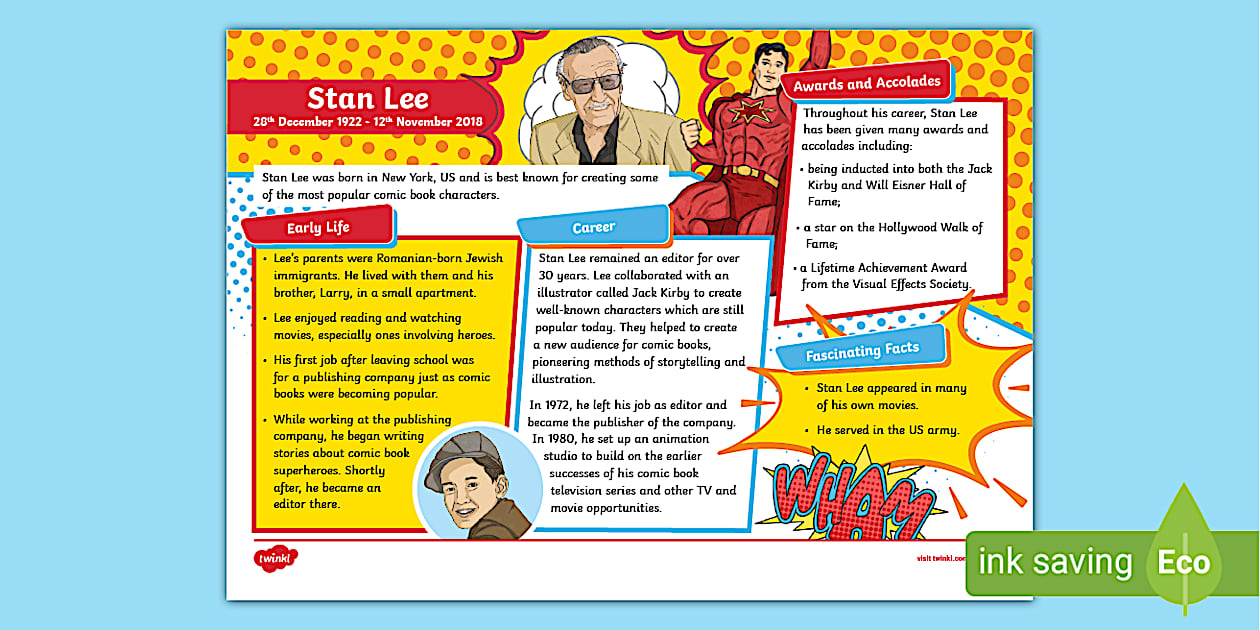 Stan Lee Fact File - Twinkl - KS2 (teacher made) - Twinkl