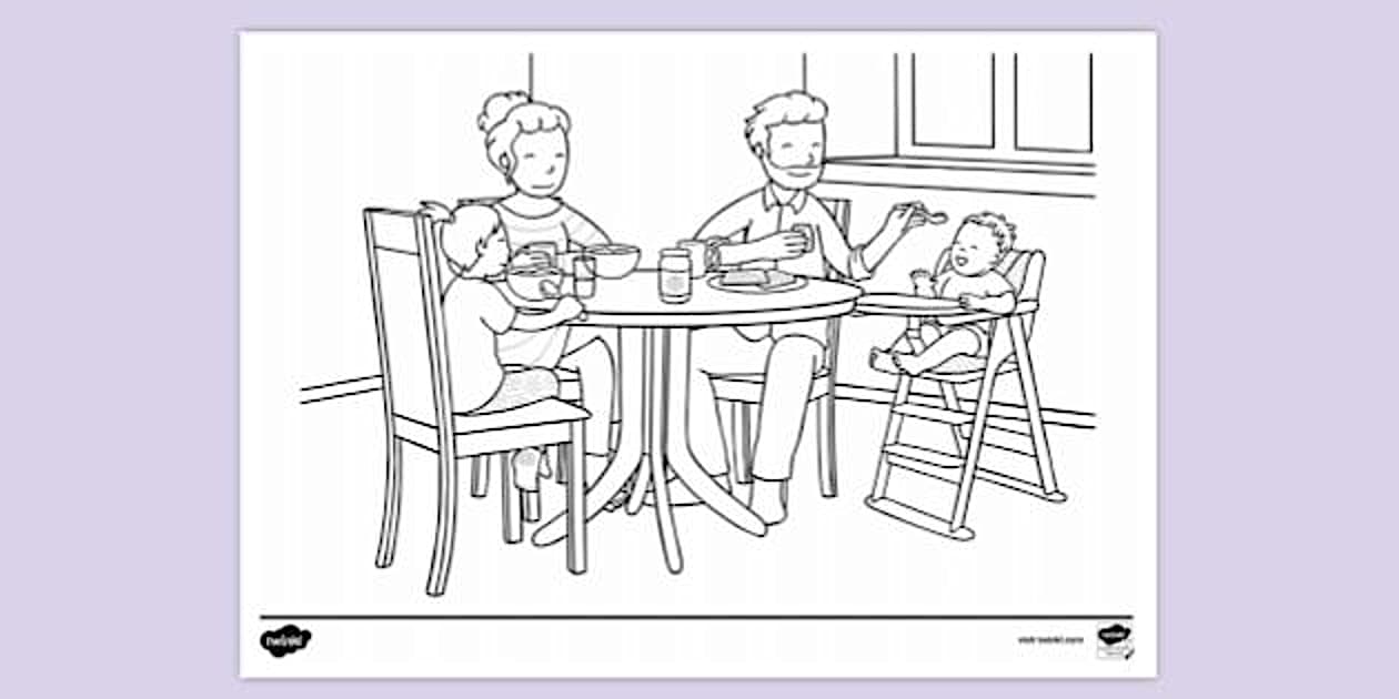 Breakfast Table Colouring Sheet | Colouring Sheets - Twinkl