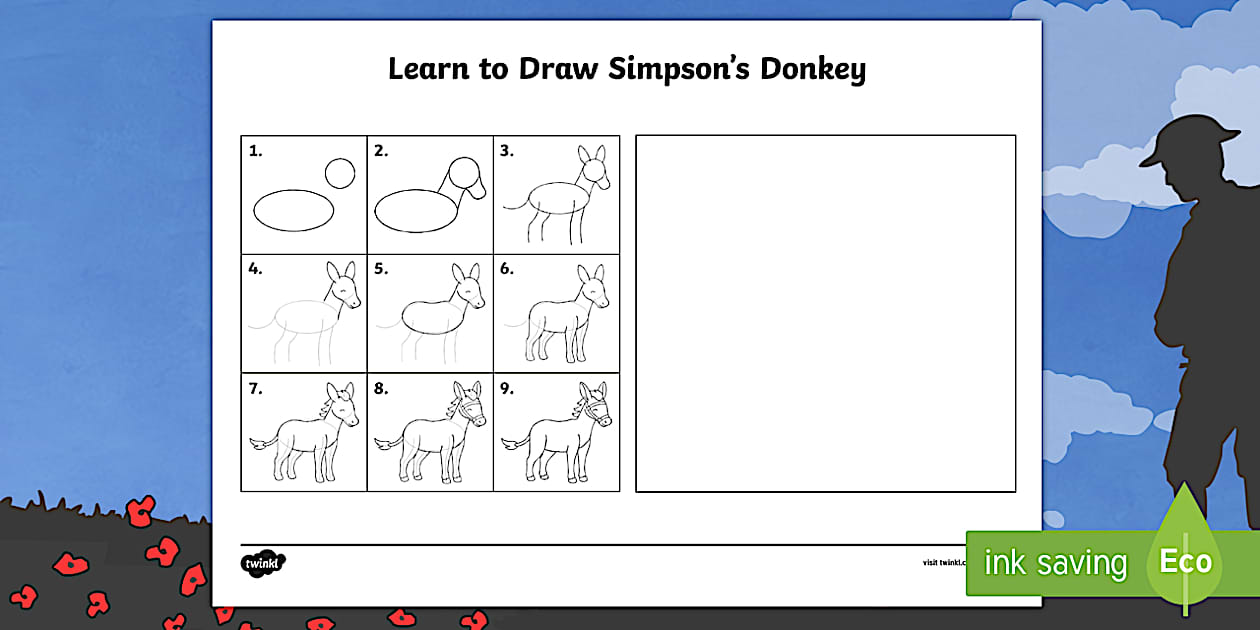 Learn to Draw Simpson's Donkey Worksheet - Year 3 History