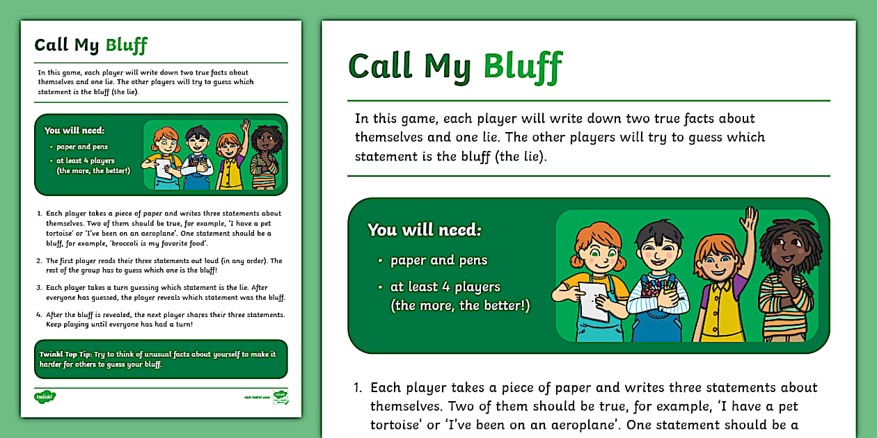 Call My Bluff Game Instructions (Teacher-Made) - Twinkl