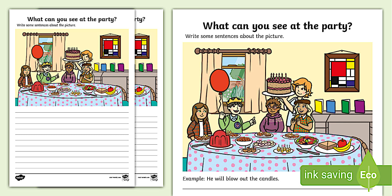 Birthday Party Scene Writing Stimulus Picture - Twinkl