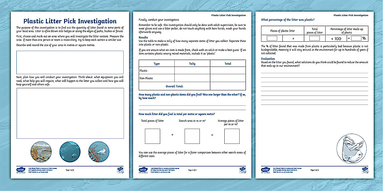 UKS2 Plastic Litter Pick Investigation Activity | Twinkl