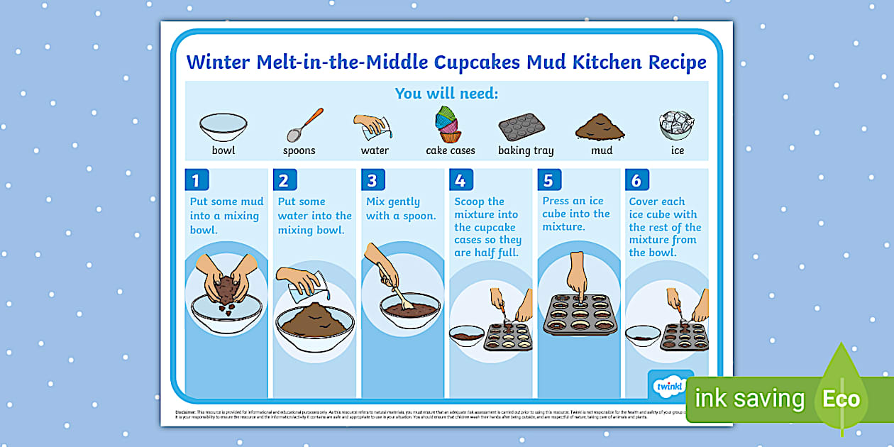 Winter Melt-in-the-Middle Cupcakes Mud Kitchen Recipe