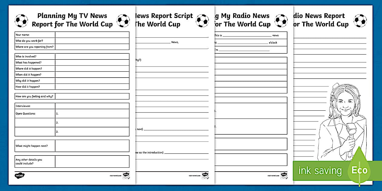 Editable KS2 World Cup TV Broadcast Worksheets - Twinkl