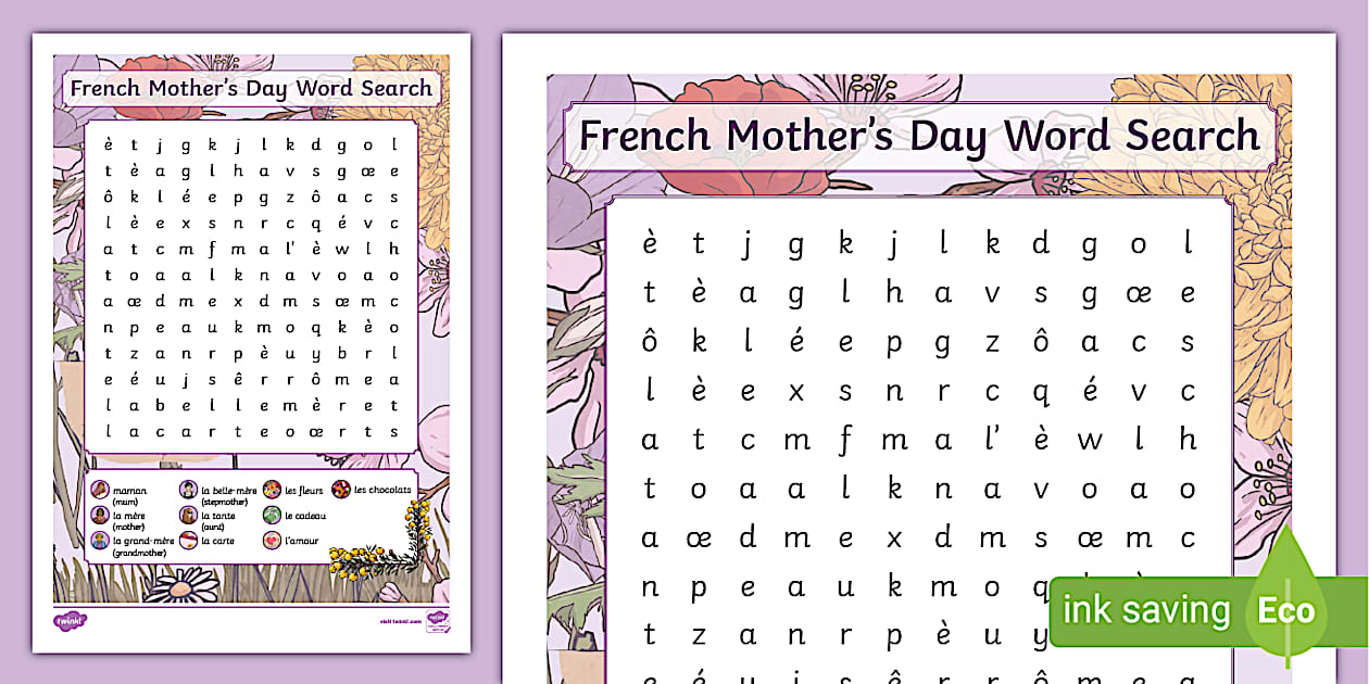 👉 French: Mother's Day Word Search (teacher made)