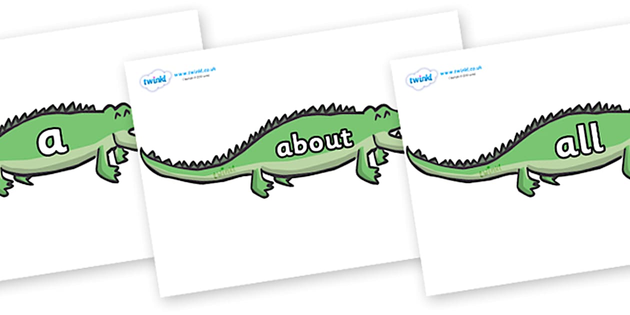 Precursive 100 High Frequency Words on Crocodiles - Twinkl