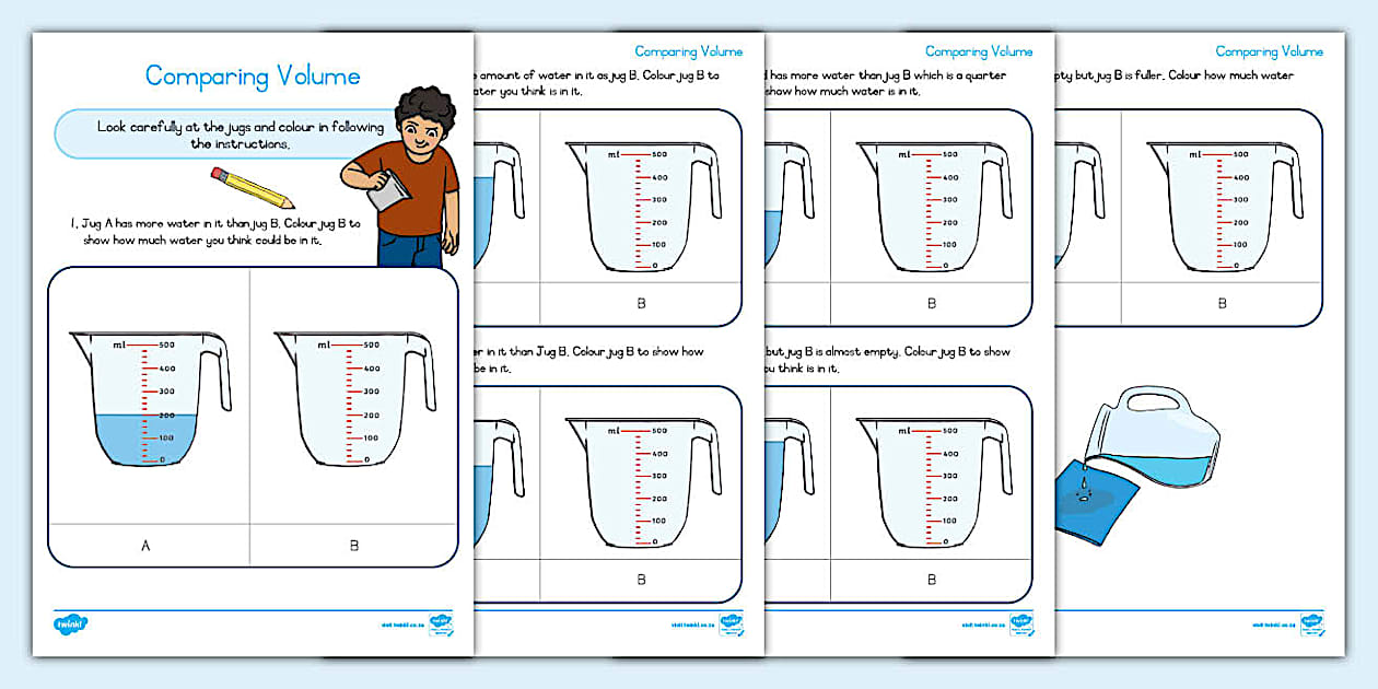 Grade R Maths Volume - Comparing Volume - Twinkl