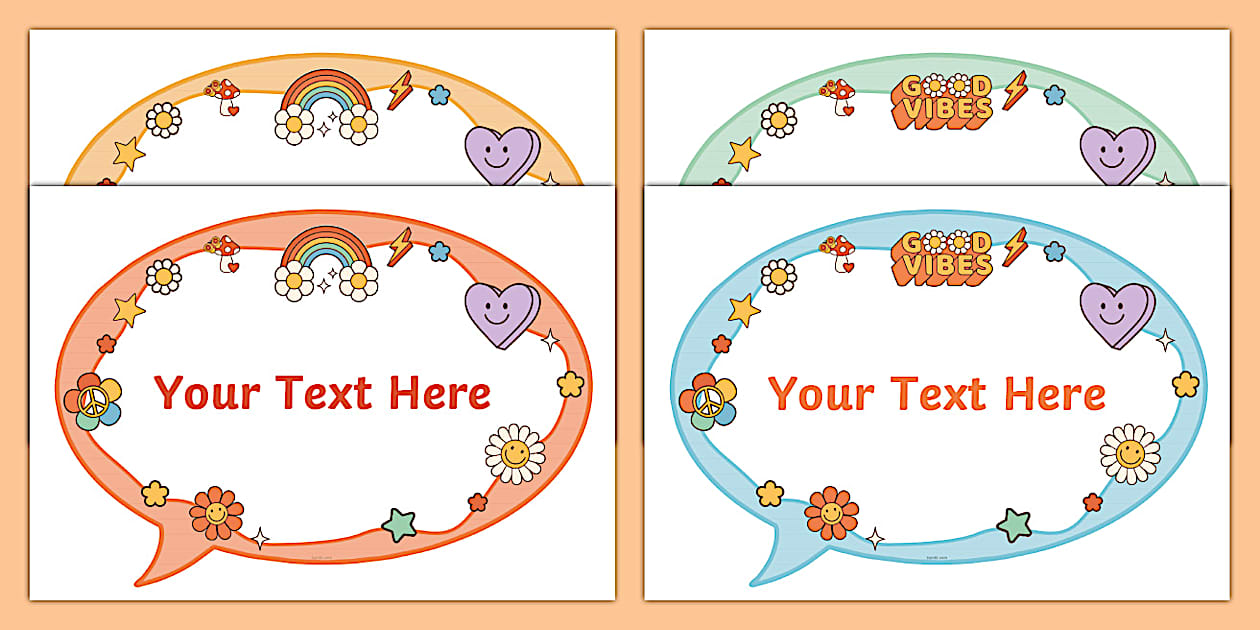 Retro-Themed Editable Speech Bubble Display (teacher made)