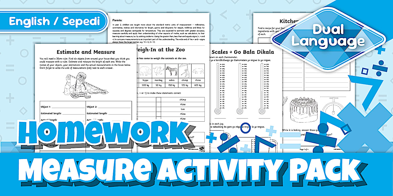 Grade 4 Maths Homework Measure Activity Pack Sepedi/English