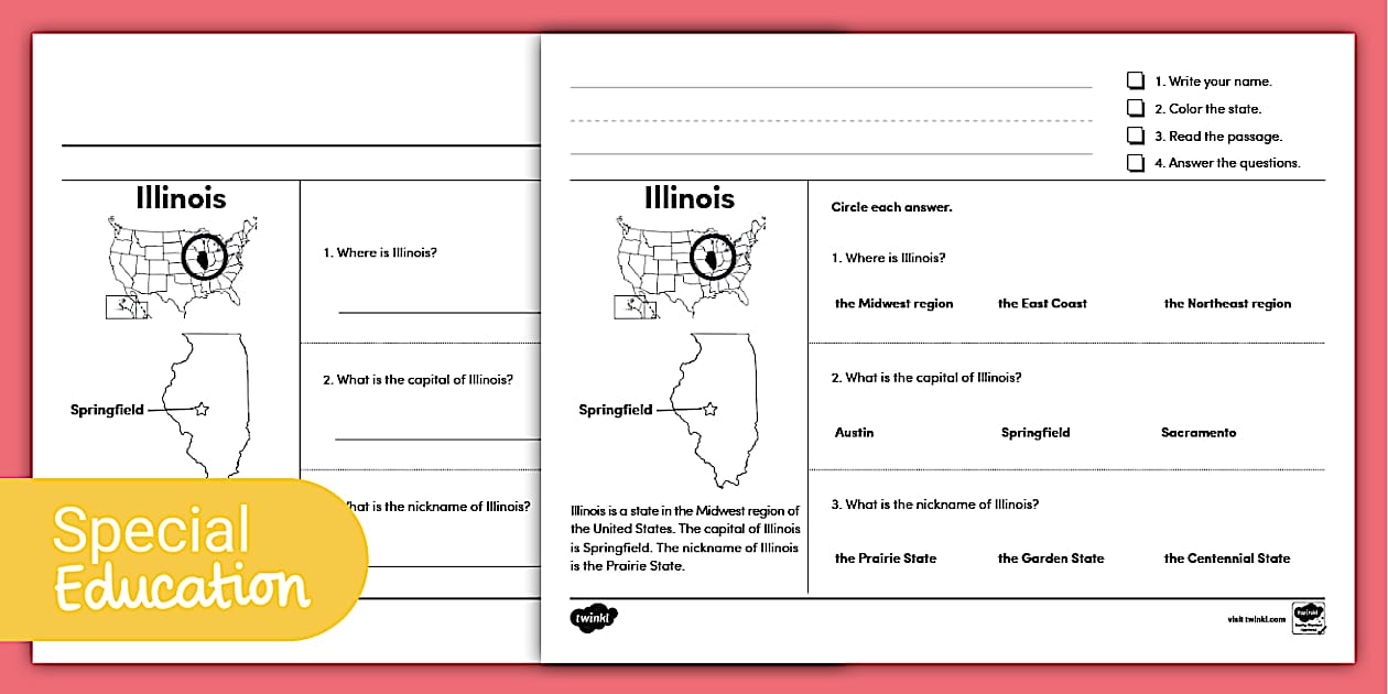 Illinois Adapted State Report Worksheet for Special Education