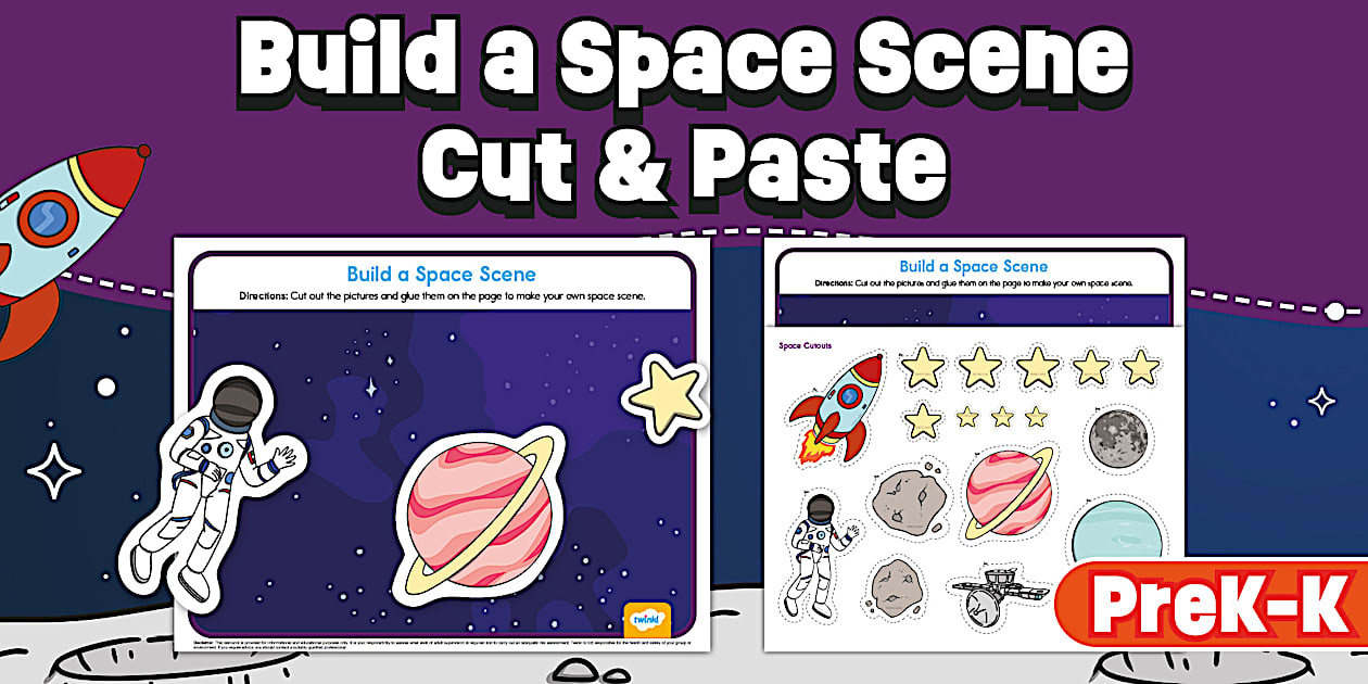 Build a Space Scene Cut and Paste Worksheet