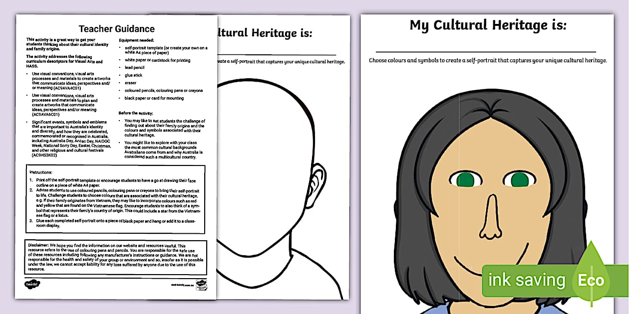 My Cultural Heritage Self-Portrait Activity (teacher made)