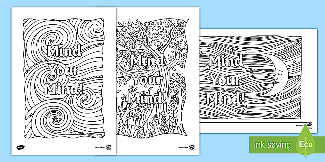 Adult Colouring Mindfulness Mind Your Mind Page - Twinkl
