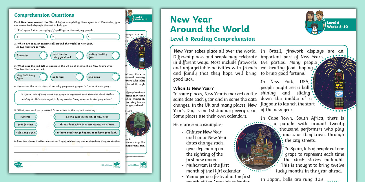 Twinkl Level 6 New Year Around the World Comprehension