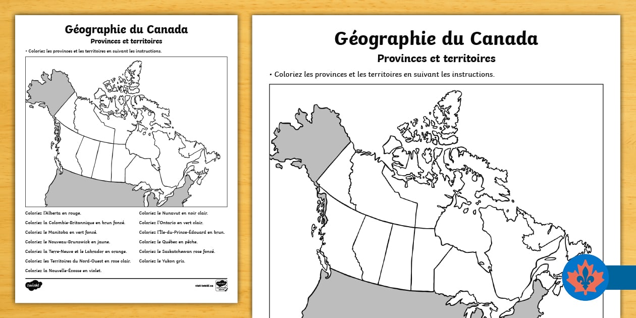 Carte du Canada à colorier