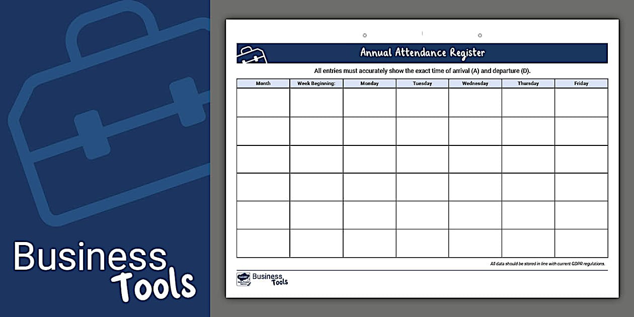 Annual Attendance Register (teacher made) - Twinkl