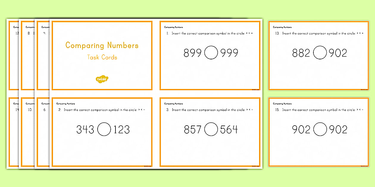 Second Grade Comparing Numbers Task Cards - Twinkl
