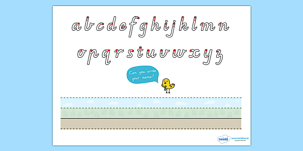 Name Writing Worksheet Sky Grass Dirt (teacher made)