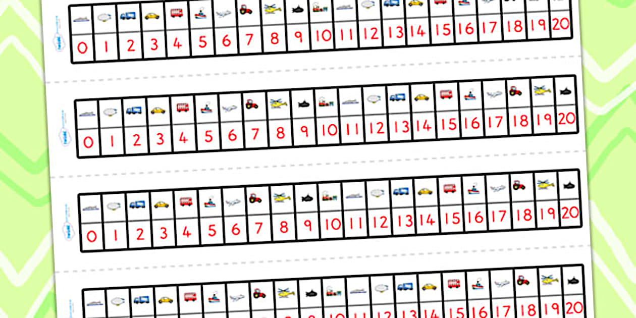 Transport Number Track 0-20 (Teacher-Made) - Twinkl