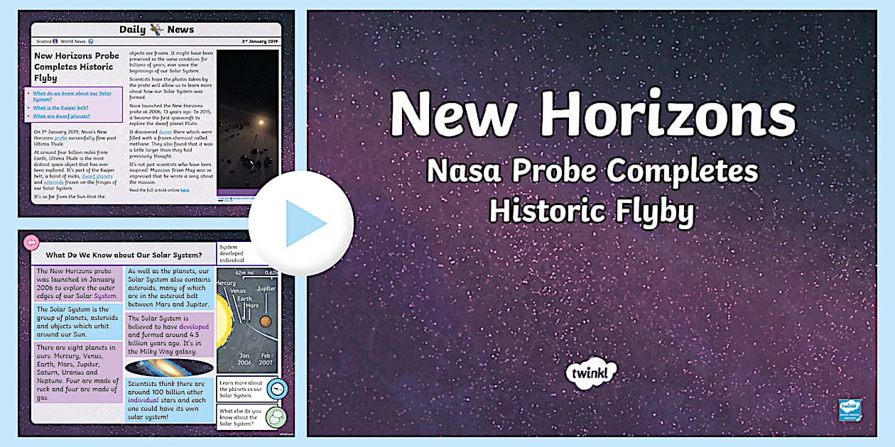 UKS2 New Horizons Probe Daily News PowerPoint (teacher made)