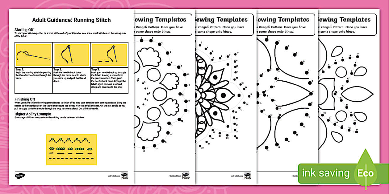 Rangoli Patterns Sewing Templates (teacher made) - Twinkl