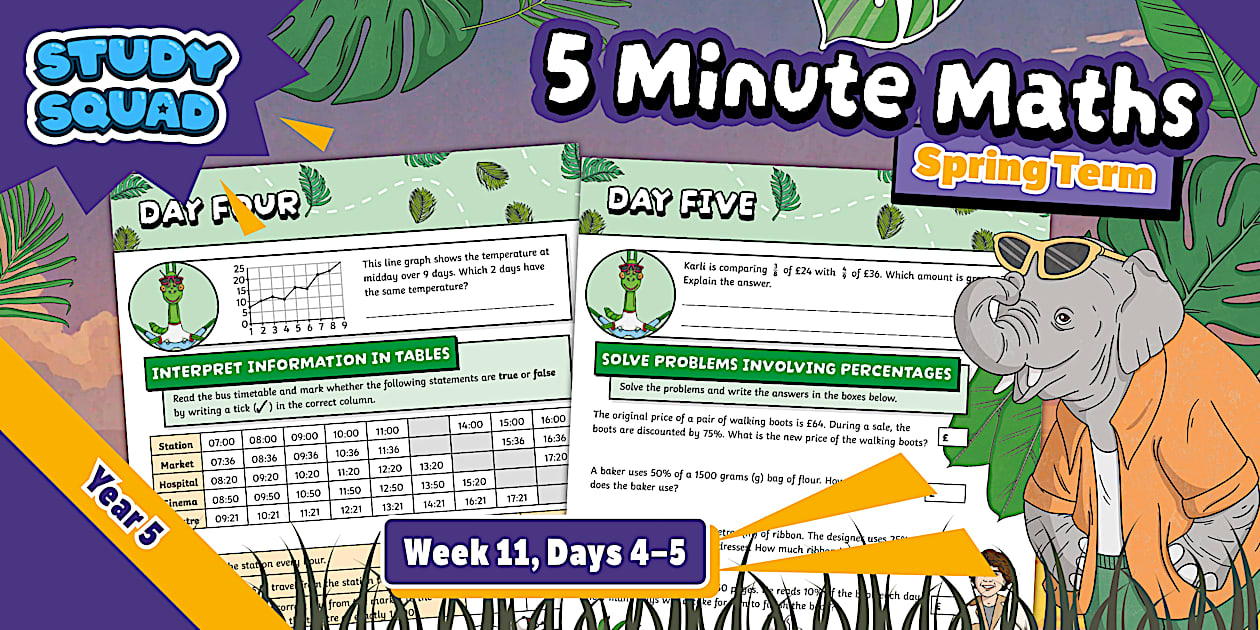 👉 Study Squad 5 Minute Maths - Year 5 Spring - Week 11 Day 4-5