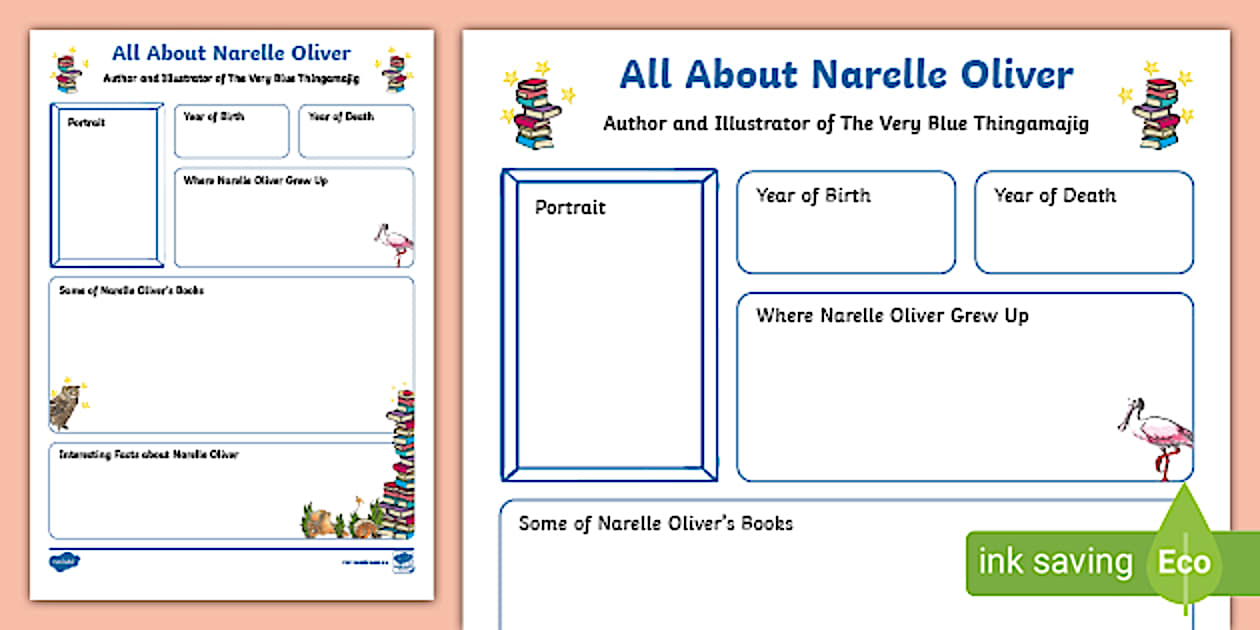 Narelle Oliver Author Study for The Very Blue Thingamajig