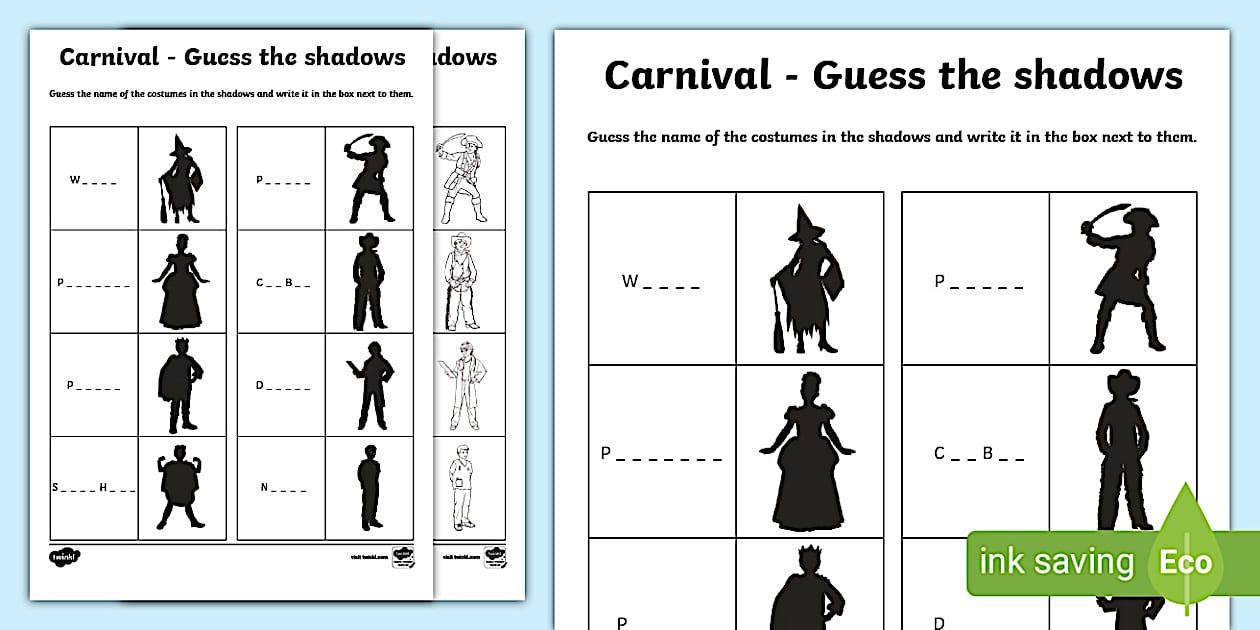 Carnival Shadows Activity Sheet (teacher made) - Twinkl