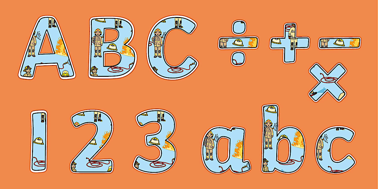 Colourful and striking Firefighter themed display lettering