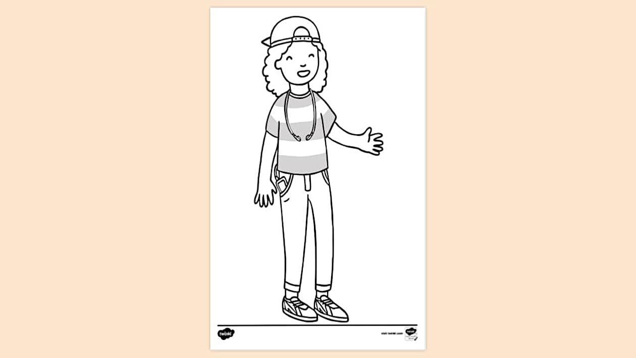 Girl In Baseball Cap Colouring Sheet | Colouring Sheets