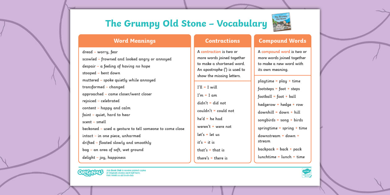 The Grumpy Old Stone Vocabulary Mat (teacher made) - Twinkl