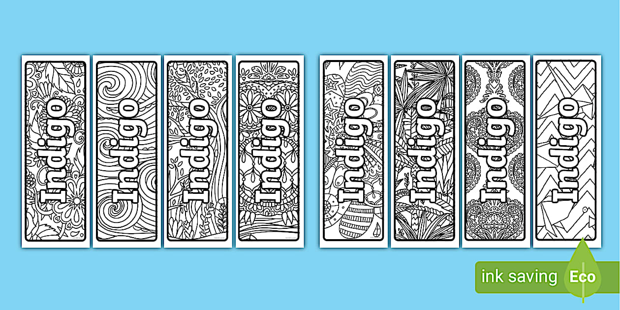 Indigo Mindfulness Name Colouring Bookmarks (teacher made)